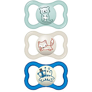 MAM Air Day & Night Baby Pacifier, for Sensitive Skin, Glows in The Dark, Boy , 6-16 Months (Pack of 3)(Packaging may vary)