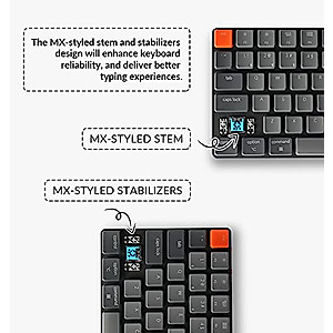 Keychron K3 Ultra-Slim 75% Layout RGB Backlit Wireless Bluetooth/Wired USB Mechanical Keyboard, Hot-Swappable Low-Profile Keychron Optical Brown Switch 84-Key Gaming Keyboard for Mac Windows-Version 2