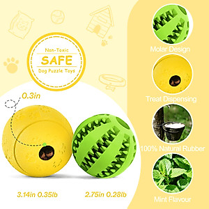 Dog Puzzle Toy 2 Pack, HIPPIH Interactive Dog Toys for Treat Dispensing, Durable Puppy Toys for Teething Small Dogs, Dog Treat Ball for Teeth / Slow Feeder/ IQ Training/ Playing