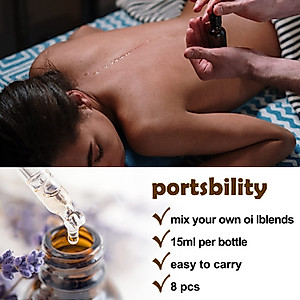 MRXBN 1/2 Oz Glass Dropper Bottle, 15mL Tincture Bottles with Dropper, Labels- Leak Proof Travel Eye Dropper Bottle Amber for Extracts & Essential Oil, Liquids, Perfume(8 pieces)