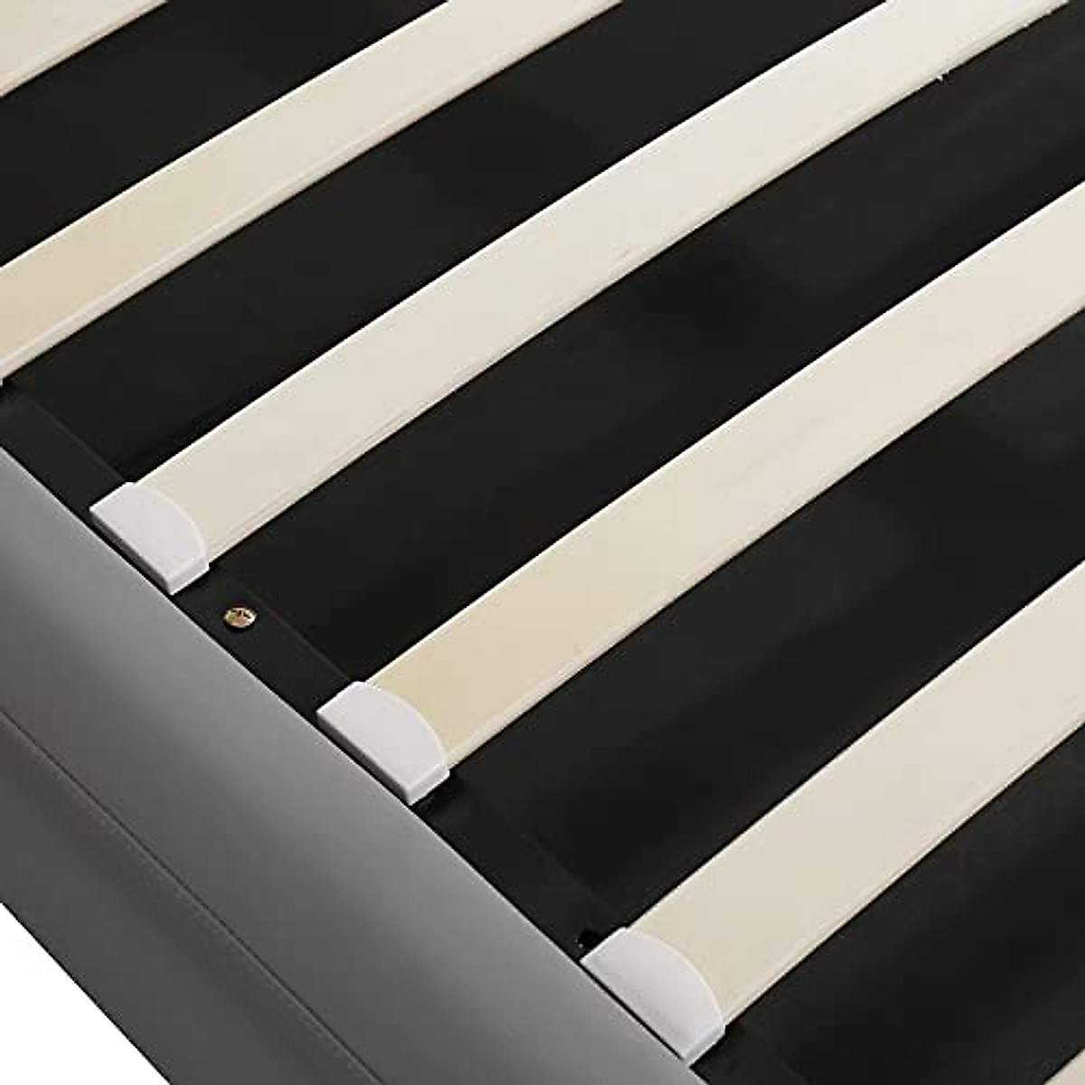 MACHOME Queen Size Faux Leather Upholstered Platform Bed with Hydraulic Storage System, with LED Light Upholstered Headboard, Bedframe w/Wood Slat Support, for Bedroom, Kids Room, Guest Room, Gray