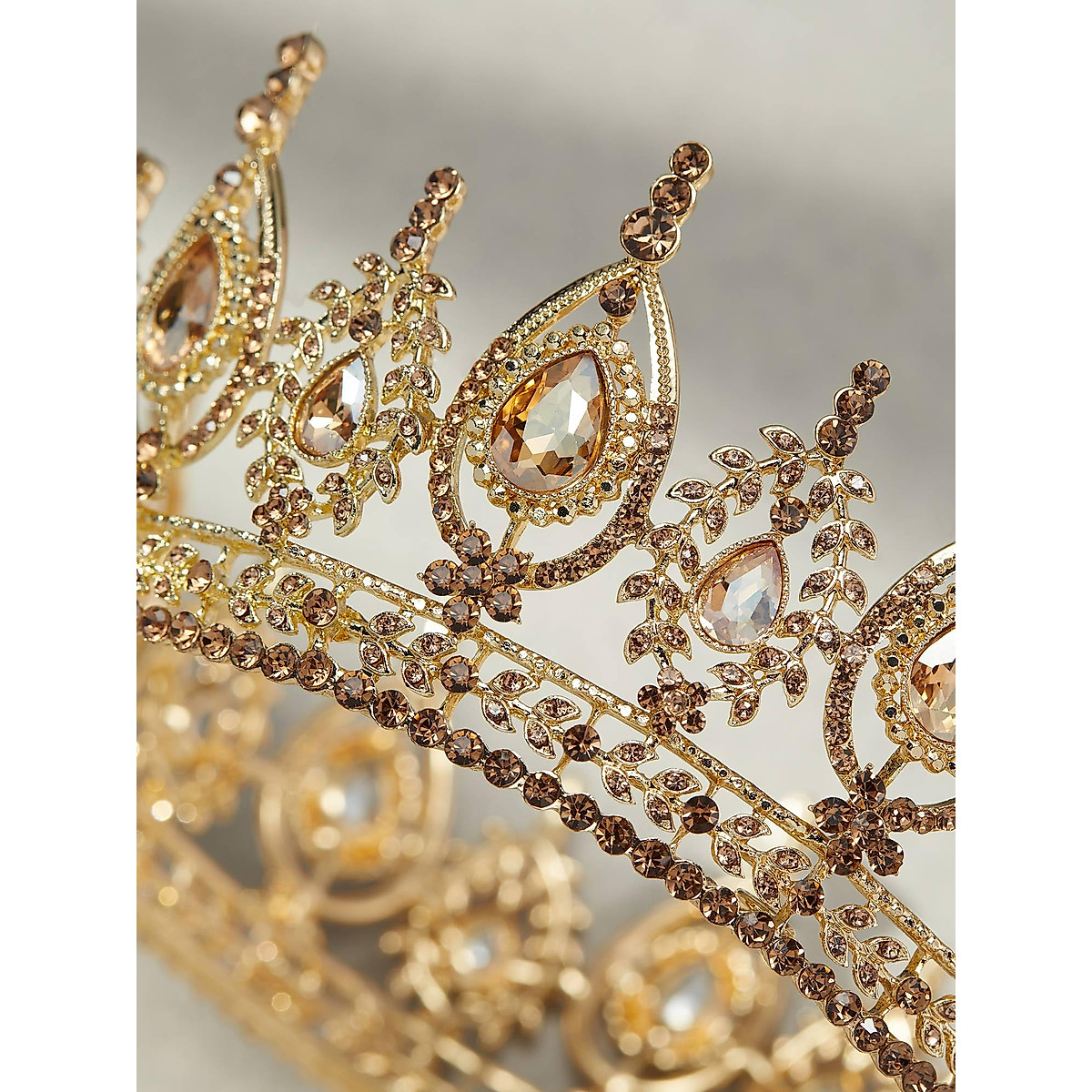 SWEETV Royal Queen Crown, Wedding Tiara for Bride, Rhinestone Tiaras and Crowns for Women, Costume Headpiece for Birthday Cosplay Party Celebration,Gold