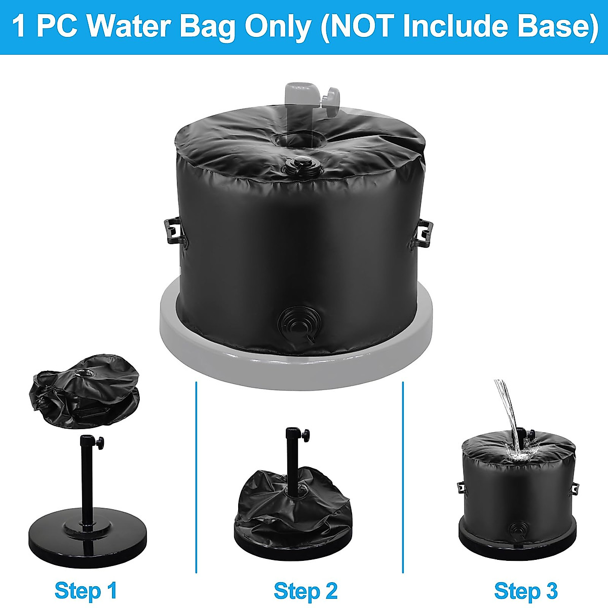 ZHOUMADE Water Bags for Weight, Water Weight Bag up to 100 lbs, Thicken 1200D Durable Polyester Weights for Outside Umbrella Stand, Water Weights for Umbrella Stand, Furniture Leg Weights (2PCS)
