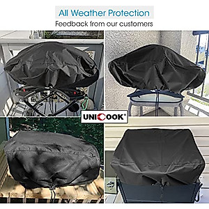 Unicook Waterproof Portable Grill Cover for Weber Q2000, Q200 Series and Baby Q Gas Grill, Compared to Weber 7111, All Weather Protection, Black
