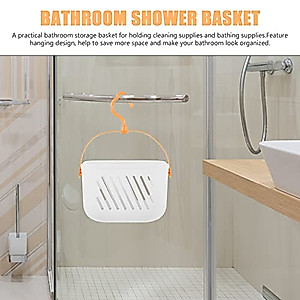 STOBAZA Shower Basket Plastic Hanging Shower Caddy with Hook for Bathroom Health Cosmetics Spa White