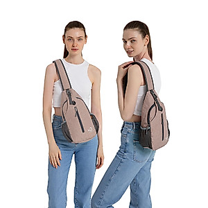 WATERFLY Crossbody Sling Backpack Sling Bag Travel Hiking Chest Bags Daypack (Flaxen)