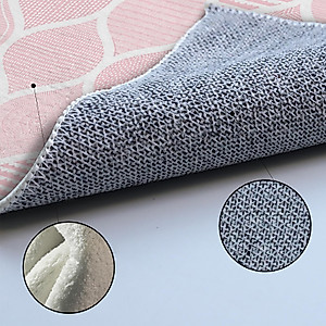 Morocco Pink Area Rug Carpet for Kids Teen Girls Boys Bedroom, Living Room, Washable Outdoor Indoor Accent Throw Runner Floor Mat Area+Rug Geometric Minimalist Boho Indian Print 3FT(Round)