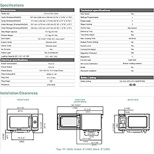 Midea Equipment 1025F0A Countertop Commercial Microwave Oven with Dial, 1000W, Stainless Steel.9 CuFt