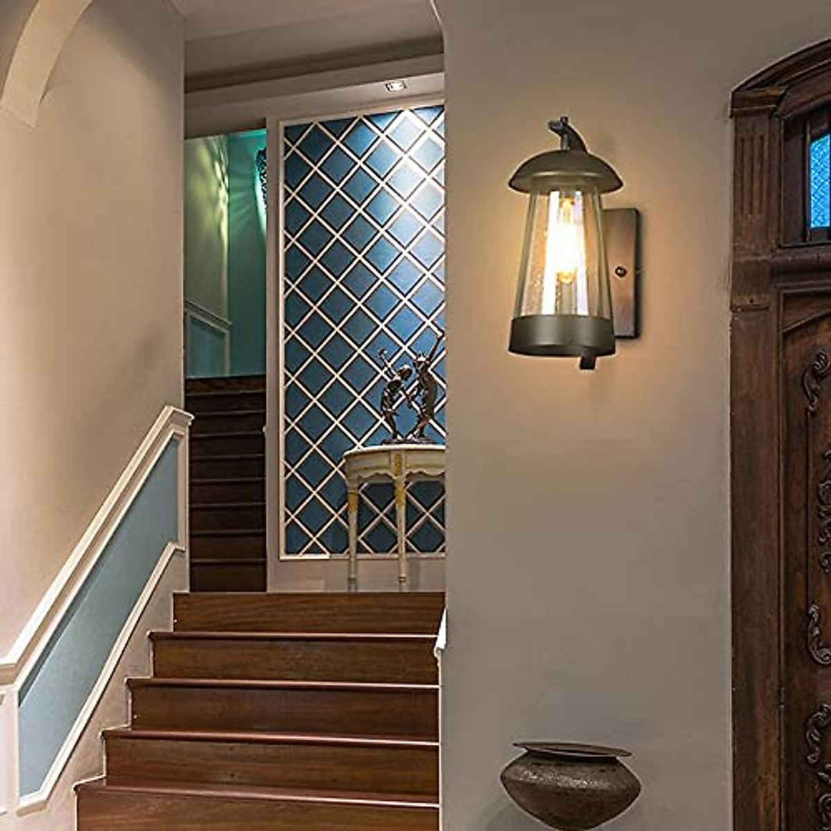 TONPOP Outdoor Lighting Fixture Wall Lamp Minimalist Creativity Wall Lighting Black High Temperature Baking Paint Sconce Wall Lights E27 Base for Doorway Balcony Staircase Courtyard