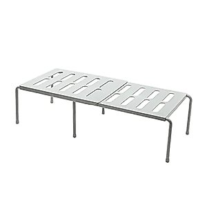 Generic Expandable Storage Rack Scalable Design Shelf Multifunctional for Cabinet Kitchenware, Gray