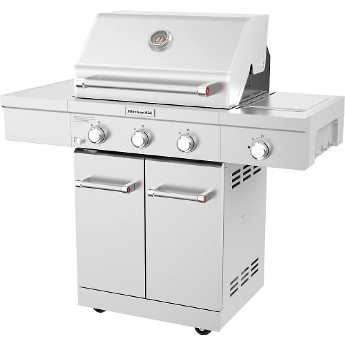 KitchenAid 3-Burner 51,000 BTU Stainless Steel Propane Gas Grill with Infrared Side Burner and Cabinet