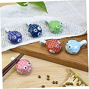 HEMOTON 6pcs Puffer Fish Chopstick Rest Ceramic Spoon Decorative Chopstick Rest Paint Brush Holder Household Decor Chopsticks Stand Pillow Decor Japanese Decor Modeling Ceramics