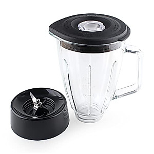 LMEI Replacement Parts 6-cups Glass jar with SPB-7CH-LR Black Collar and blade,Compatible with Cuisinart Blenders