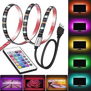 STAR LIGHTING Led Strip Lights 6.56ft for 40-60in TV USB Backlight Kit with Remote, 16 Color 5050 Bias HDTV （24Key Remote）