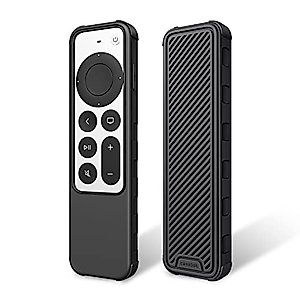 Fintie Protective Case for Apple TV Siri Remote 2021 2022 - Lightweight Anti Slip Shockproof Silicone Cover for Apple TV 4K / HD Siri Remote Controller (2nd Gen / 3rd Gen), Black