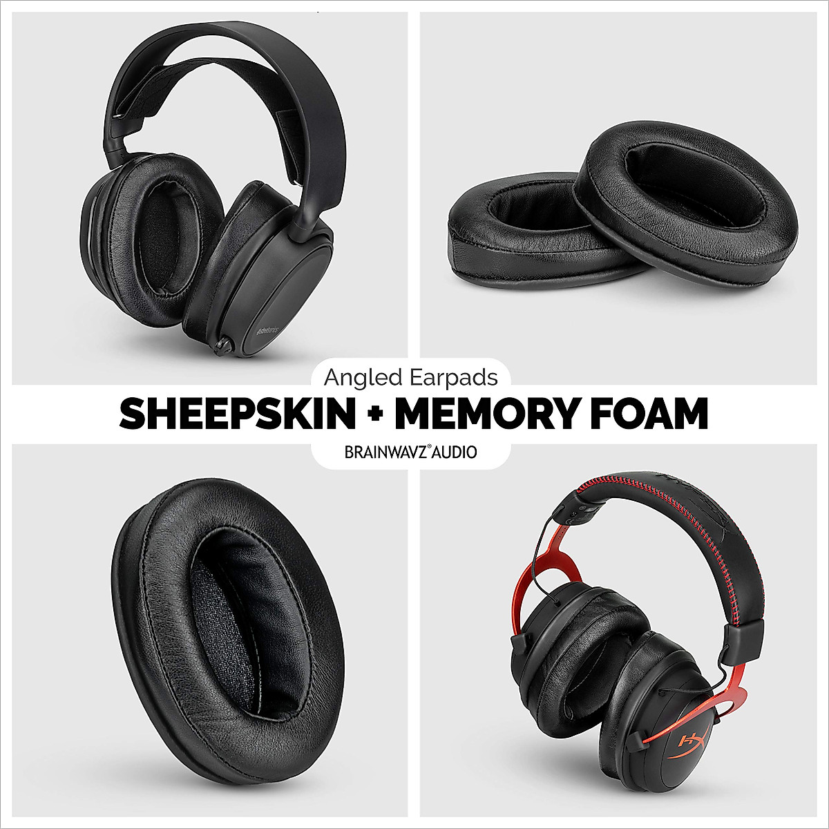 Brainwavz Sheepskin Leather Angled Memory Foam Earpad - Suitable for Large Over The Ear Headphones - AKG, HifiMan, ATH, Philips, Fostex