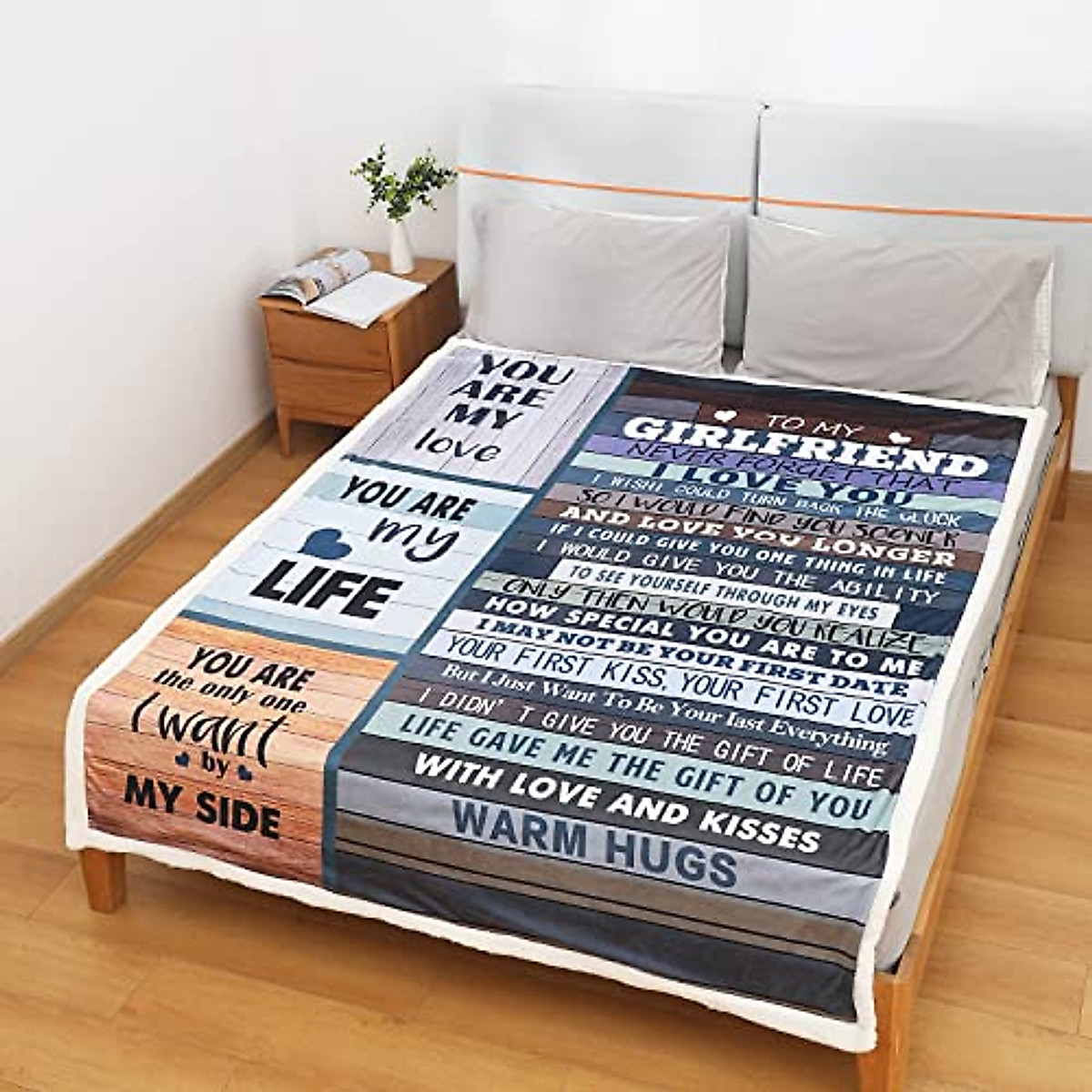 to My Girlfriend Blankets Super Soft Sherpa Throw Blankets for Bed and Couch Anniversary Birthday Valentine's Day Gifts for Girlfriend Gifts for Her