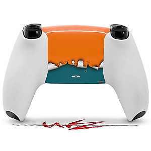 WraptorSkinz Skin Wrap compatible with Sony PS5 DualSense Controller Ripped Colors Orange Seafoam Green (CONTROLLER NOT INCLUDED)