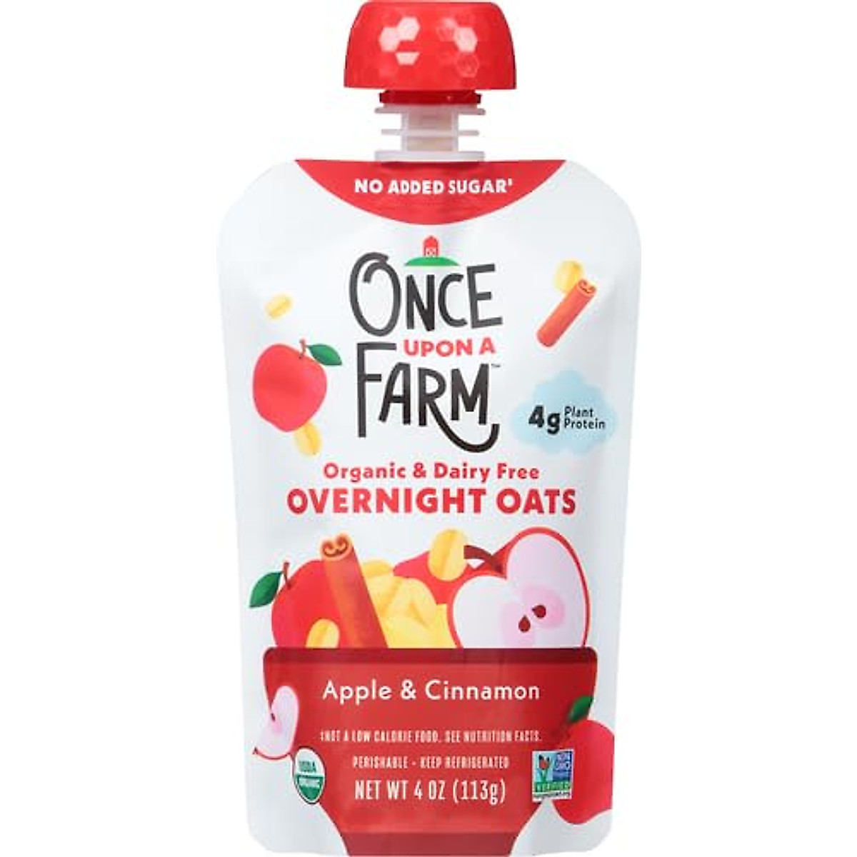 Once Upon a Farm Organic Apple & Cinnamon Overnight Oats, 4.0 Oz
