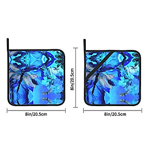 Square Insulated Pot Holder Sets of 2,Art Dragonfly Printed Pot Holders for BBQ Cooking Baking