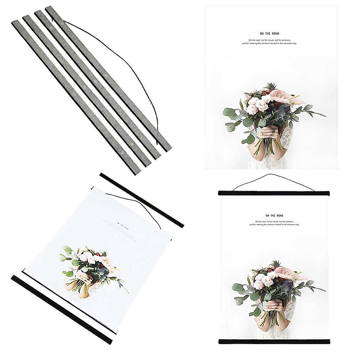 Miaowater Magnetic Poster Frame Hanger,12x16 12x18 12x20 12x24 Light Wood Wooden Magnet Frames Hangers for Photo Picture Art Canvas Print Artwork Wall Hanging Black 12''