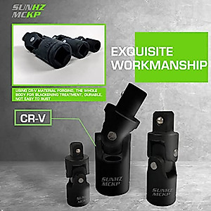 SUNHZMCKP Universal Joint Socket, 3-Piece，1/4-Inch, 3/8-Inch, 1/2-Inch Drive Set