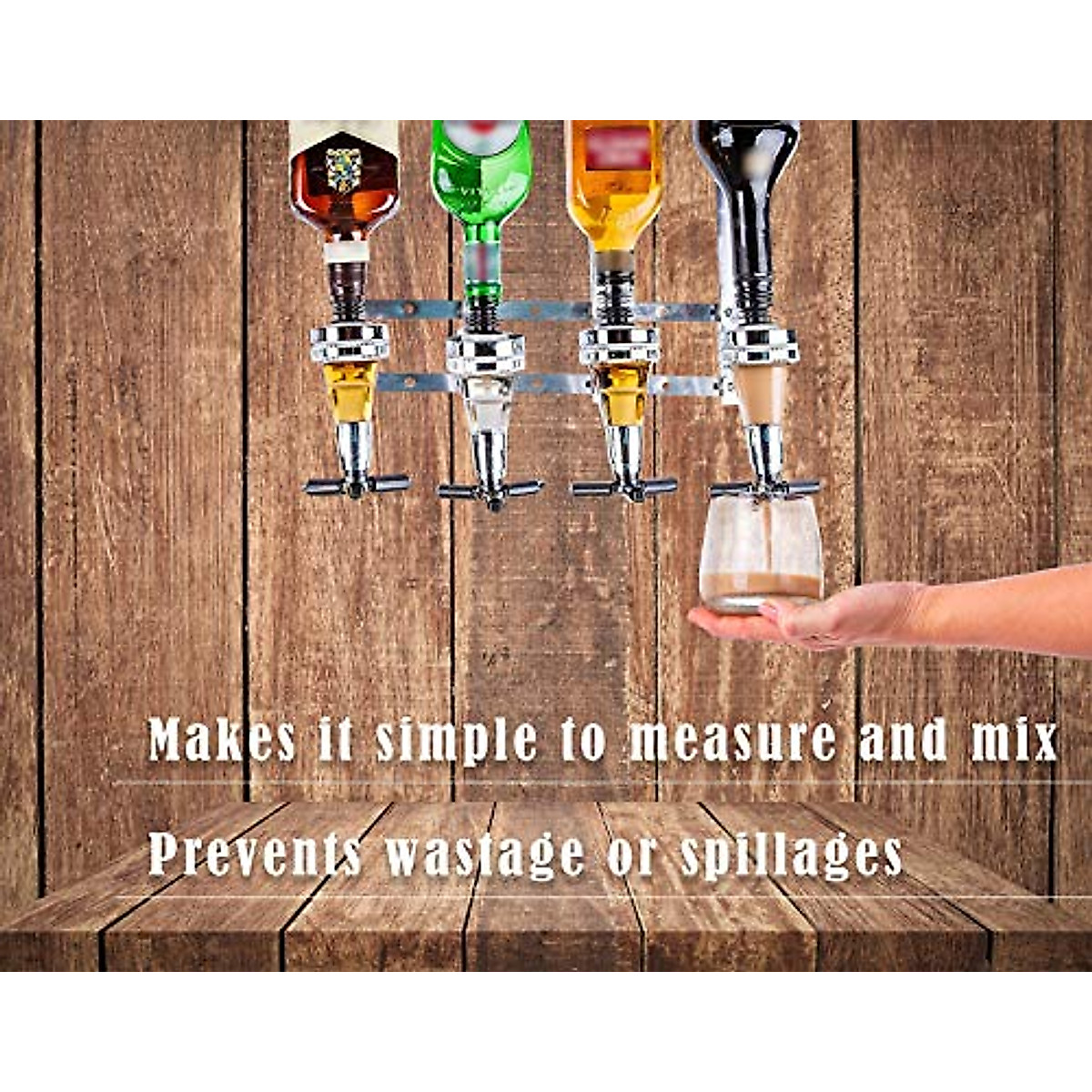Liquor Bottle Dispenser, 4 Liquor Bottle Dispenser Wall Mount, Liquor Dispenser for Home Bar, Bottle Holder for Alcohol Wall Mount Dispenser