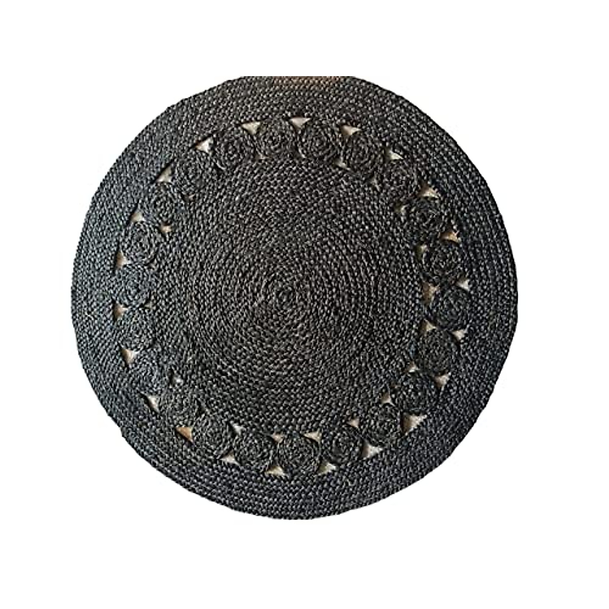 100% Jute Handwoven Round Black (2 x2 ft)