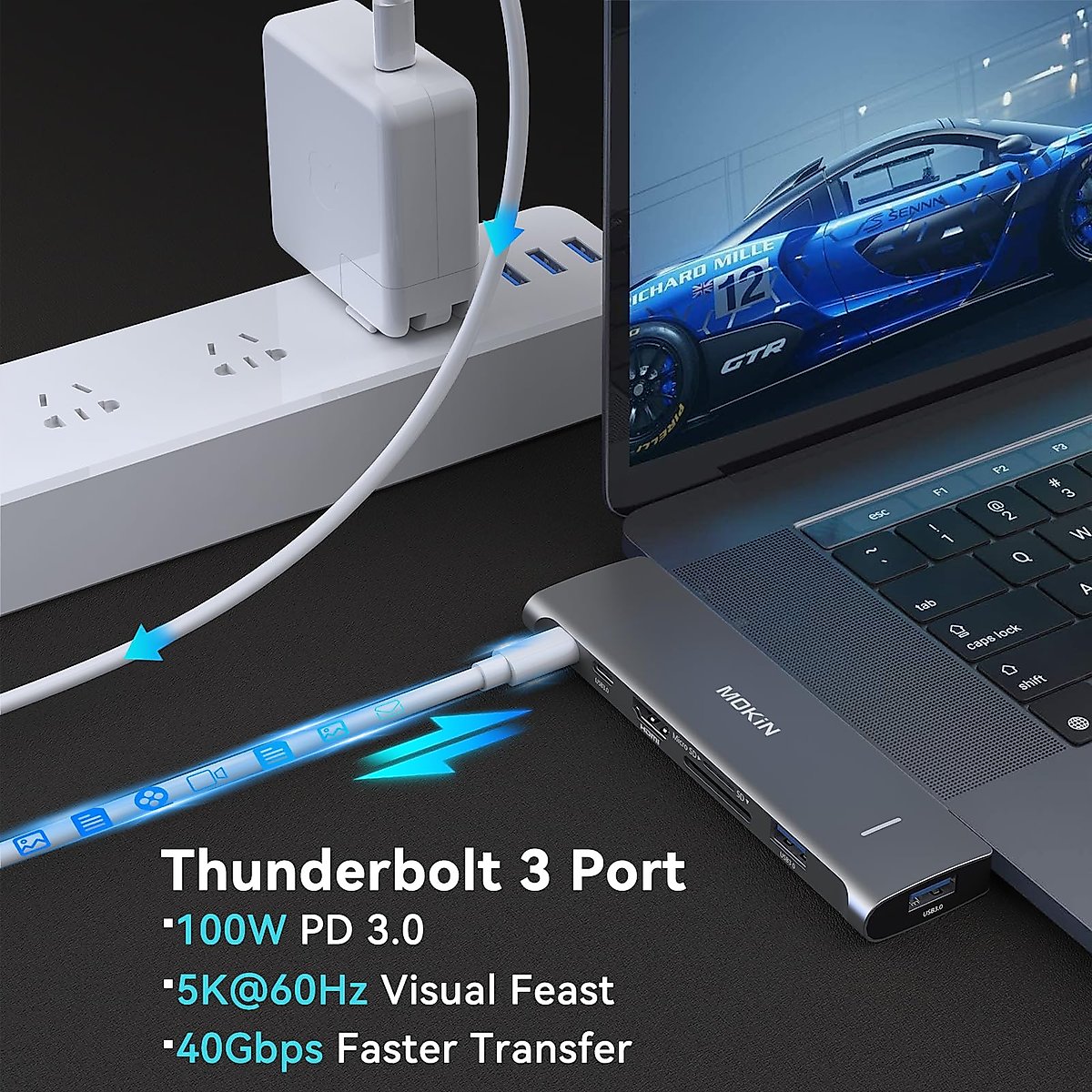 USB C Adapter for MacBook Pro 2022 2021 2020, MacBook Pro USB Adapter, 7 in 2 MacBook Pro Accessories for MacBook Pro/Air M1M2, Mac Dongle with 4K HDMI, 2 USB 3.0, TF/SD, USB-C 100W and Thunderbolt 3