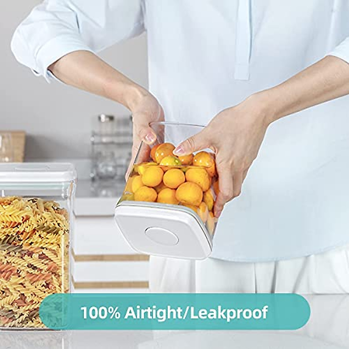 Airtight Food Storage Containers with Lids Set - 2 PC Set 2 QT&0.9QT - BPA Free - Push to Open Design 100% Leakproof Plastic Storage Containers for Coffee, Pasta, Cereal, Flour, Sugar, etc.