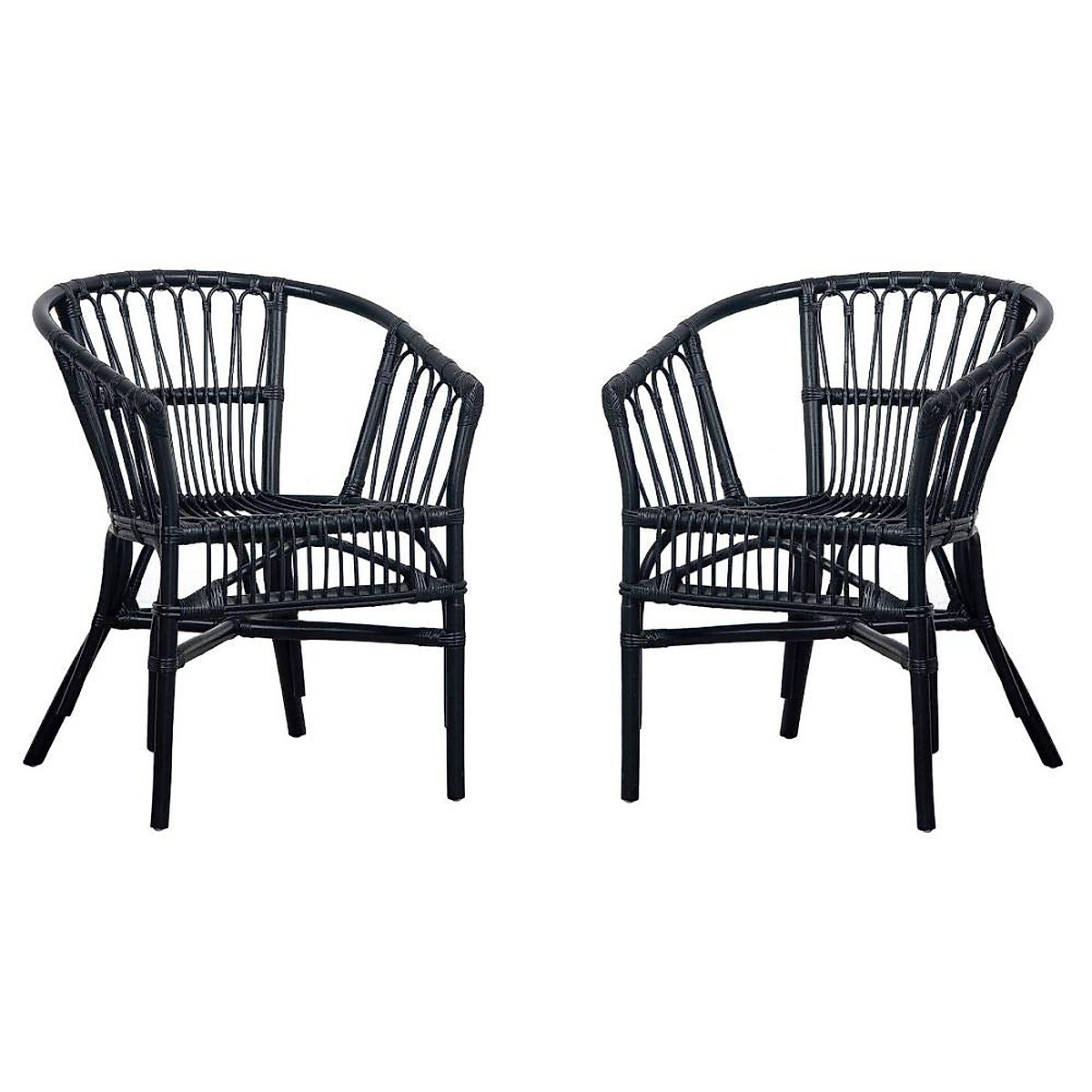 Safavieh Home Adriana Coastal Black Rattan (Set of 2) Accent Chair, 0