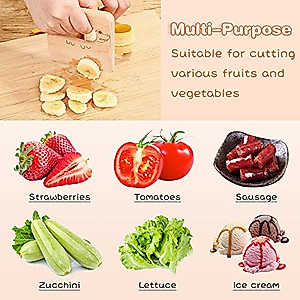 Honoson 4 Pieces Wooden Kids Knife 2 Patterns Safe Cutting Knife Wooden Cooking Chopper Kitchen Tools for Toddlers Cutting Fruit and Vegetable, for 2-8 Years Old