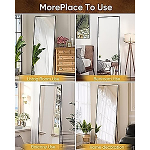 Antok Full Length Mirror, 66"x23" Floor Standing Full Body Mirror with Stand for Bedroom & Living Room, Black
