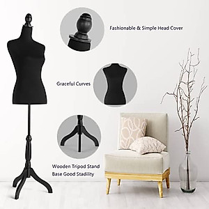 Encomle Dress Form Female Mannequin, Height Adjustable White Mannequin Body with Removable Black Torso Cover for Sewing, Display, 2-in-1