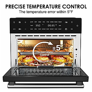 Kitchen in the box 32 QT Extra Large Toaster Oven Air Fryer Combo, 18-in-1 Convection Toaster Oven Countertop with Baking, Dehydrate and Rotisserie, 6 Accessories, 1800W
