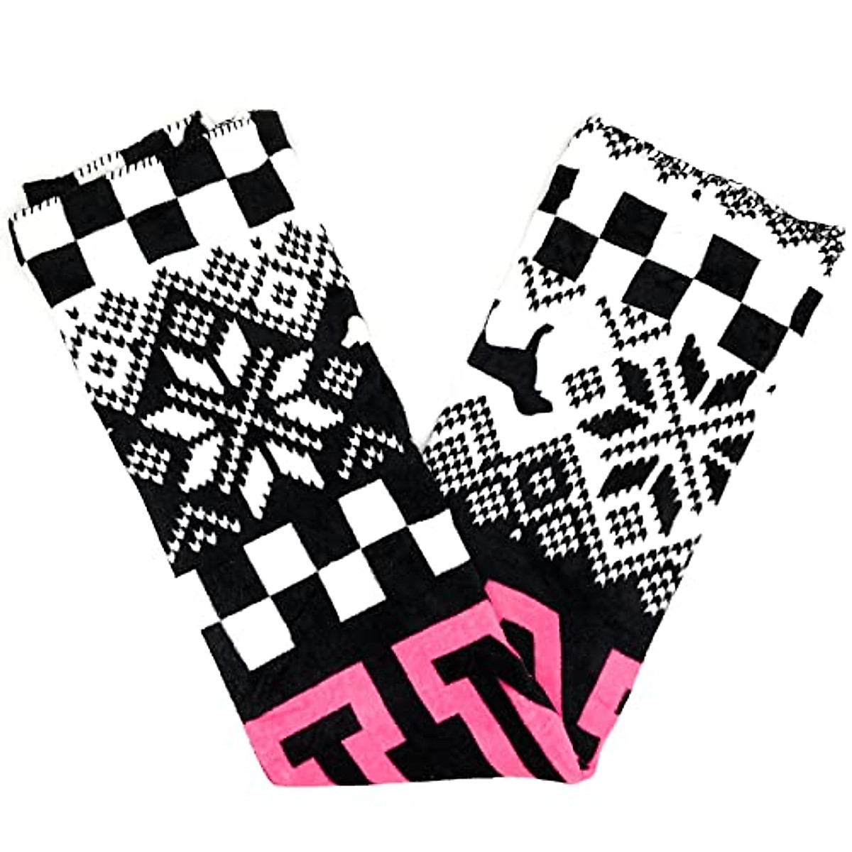 Victoria's Secret Pink Soft Fleece Blanket, Black/White Snowflake