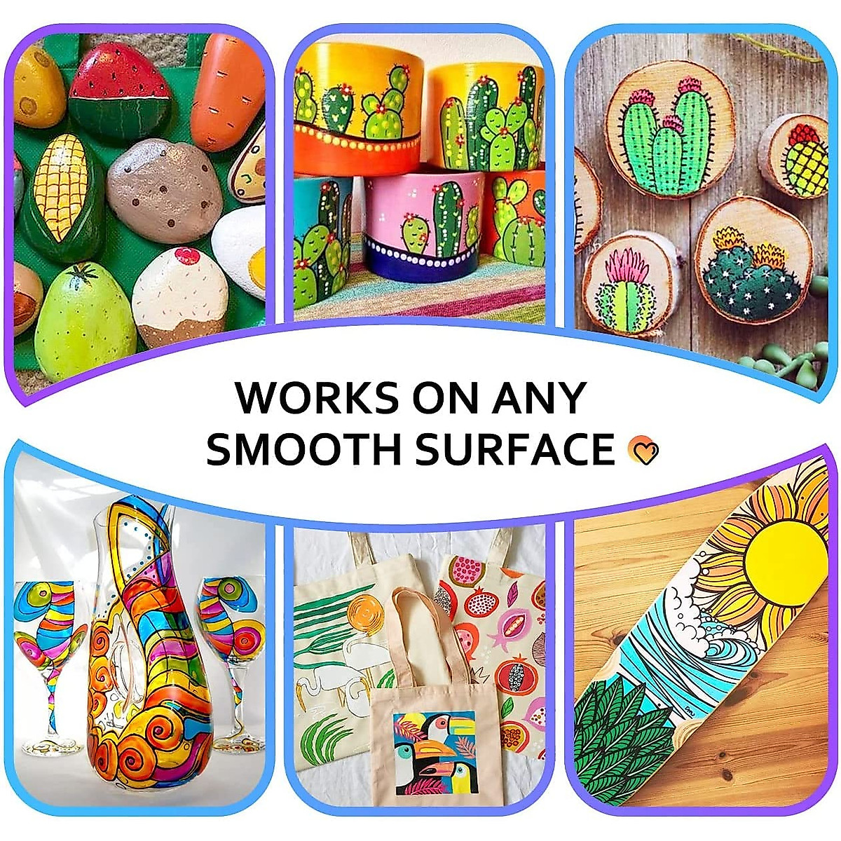 Emooqi Paint Pens, Paint Markers 20 Pack Oil-Based Painting Pen Set for Rocks Painting Wood Plastic Canvas Glass Mugs DIY Craft