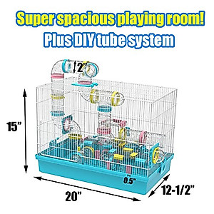 GNB PET Super Large Hamster DIY 20‘’x12''x15'' Cage Habitat with Complete Tunnel Module (Black)