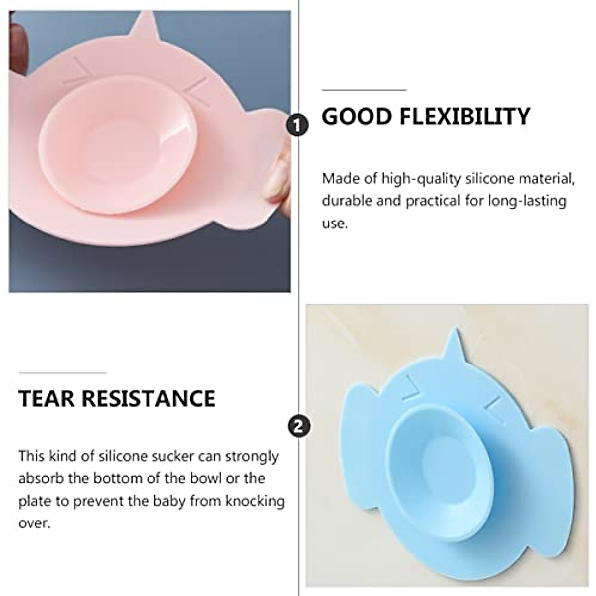 Kisangel 3pcs Anti-Fall Baby Double-Sided Store Infant Silicone Tableware Holder Cartoon Fixing Anti-Slip Cutlery Sucker Base Hotel Kids Cups Fixer Bases Cafe Pad Fixed Bowl for Plate Mat