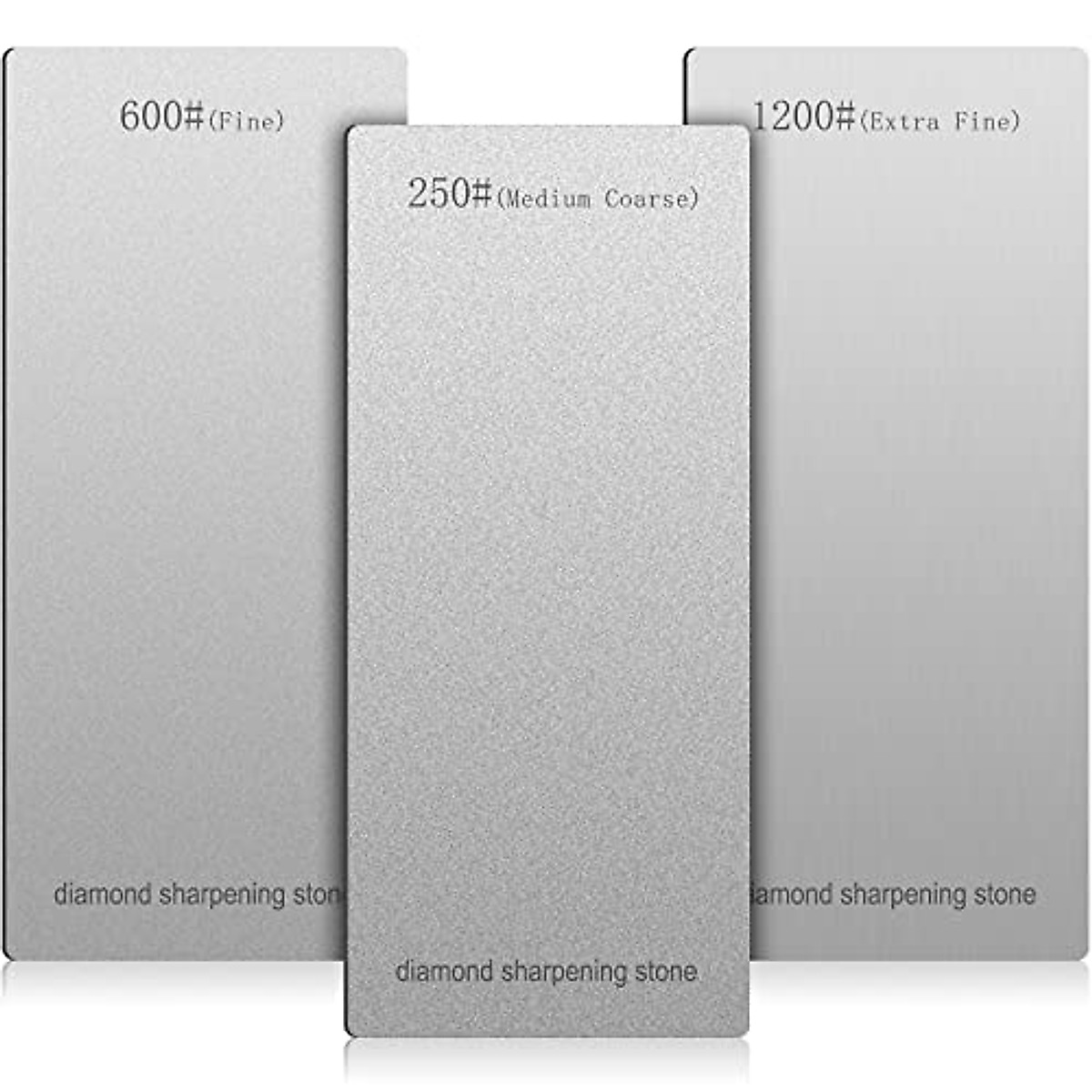 3 Pieces Diamond Sharpening Stone Diamond Knife Sharpener Plate Honing Whetstone for Kitchen Sharpening Dull, Blunt or Tired Edges (250/600/ 1200 Grit)