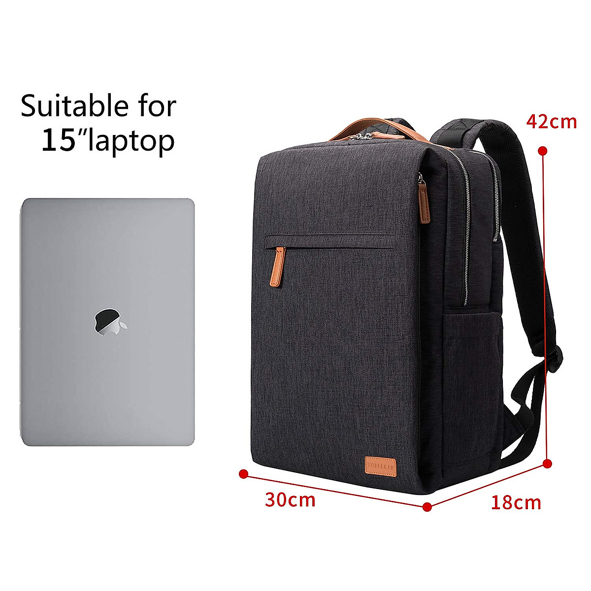 NOBLEMAN Men's Backpack, Laptop Backpack, Waterproof travel Backpack, 15.6 Inch Laptop Backpack, Daypack, carry on backpack with USB (Black)