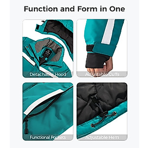 wantdo Women's Mountain Fully Taped Seams Waterproof Snowboard Jacket with Detachable Hood Turquoise M