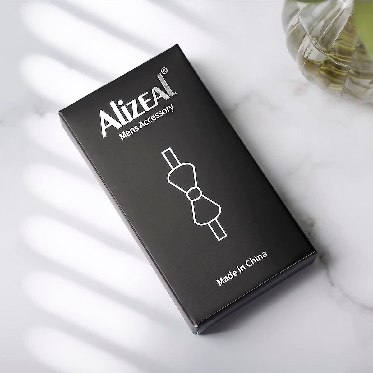 Alizeal Mens Solid Mini Squares Formal Banded Pre-tied Bow Ties Set-Orange