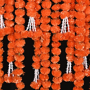 Krati Exports - 5 feet Indian Mix Color Artificial Decorative Marigold Flower Garland Strings for Christmas Wedding Party Decoration Diwali Decor