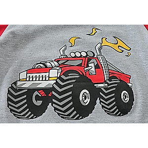 DDSOL Baby Boys Pajamas Monster Truck Sleepwear Car Jammies Summer Toddler Raglan Sleeve Short Set Pjs 3T