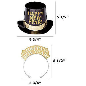 amscan Opulent Affair 2023 New Year's Eve Party Supplies for 100, Includes Top Hats and Tiaras