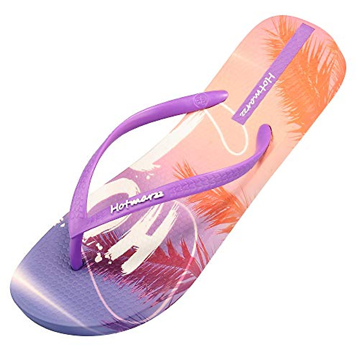 Hotmarzz Women's Summer Beach Colorful Slippers Tongs Sandals Flat Slides Size 5, Sunshine Beach Purple