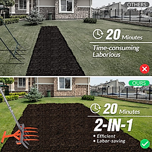 Walensee Broad Fork Tool Cultivator Tiller Manual Hand Tiller with 9 Steel Tines for Garden & Lawn 2-IN-1 Garden Twist Tiller for Regularly Digging and Crushing Soil, Pitchfork Boradfork Tool For Farm