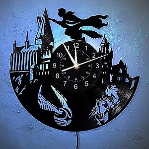 Harry Wall Clock, Harry Fans Gifts Clock, Vinyl Record Wall Decor Creative Hanging Lamp Luminous Night Light, LP Wall Clock 12" CD Quartz Clock, Colorful Neon Night Light (E)