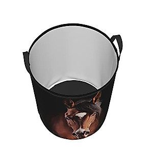 FeHuew Handsome Brown Horse Collapsible Laundry Basket with Handle Waterproof Hamper Storage Organizer Large Bins for Dirty Clothes,toys